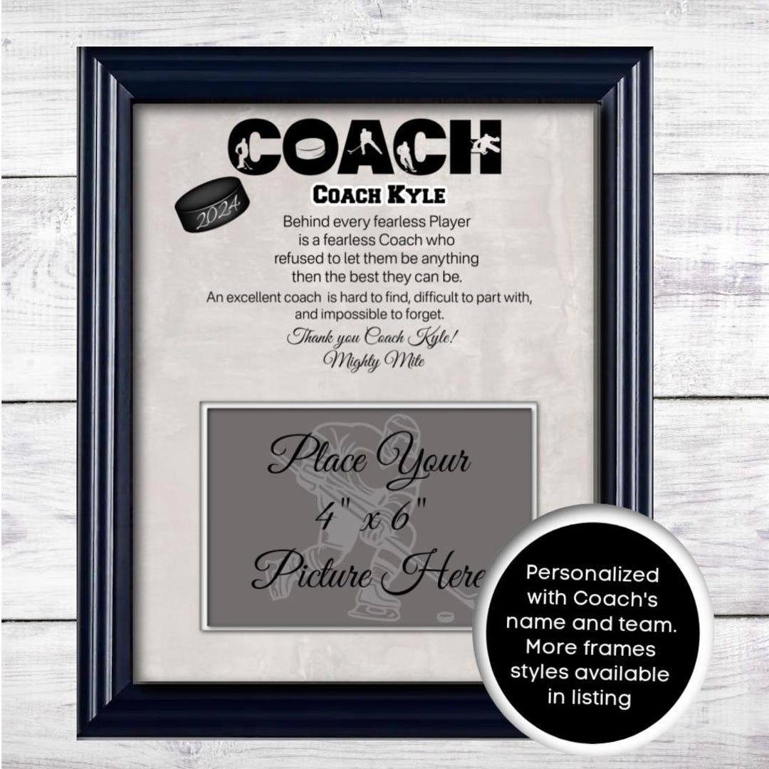 Hockey Coach Gift , Hockey Banquet Gift , Custom Coach Picture Frame ...