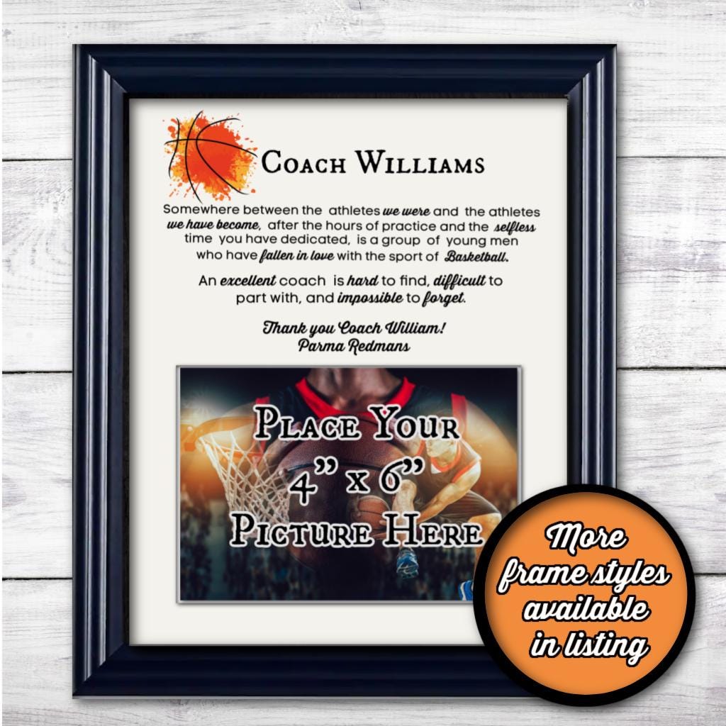 Basketball Coach Frame, Basketball Team Gift, Basketball Coach Gift ...