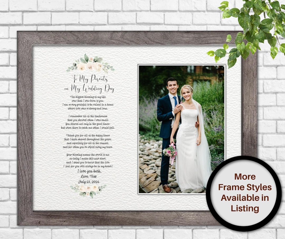 Parents Wedding Picture Frame | Gift for Parents on Wedding Day ...