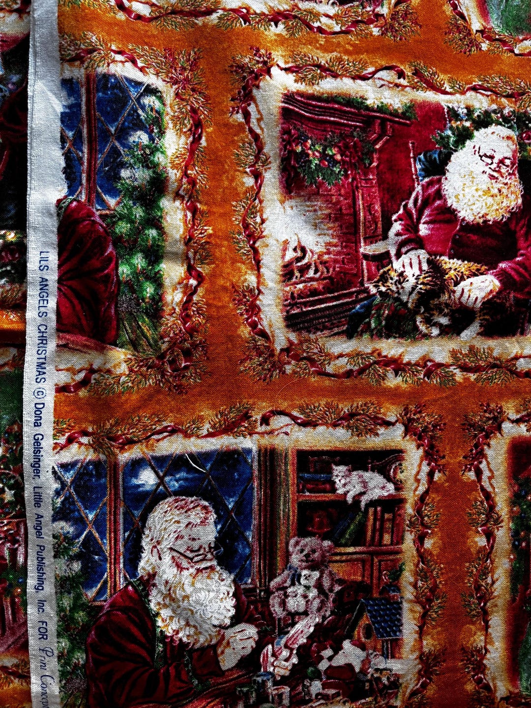 DESTASH Fabric One Yard by 44” Lils Angels Christmas Dona Gelsinger ...