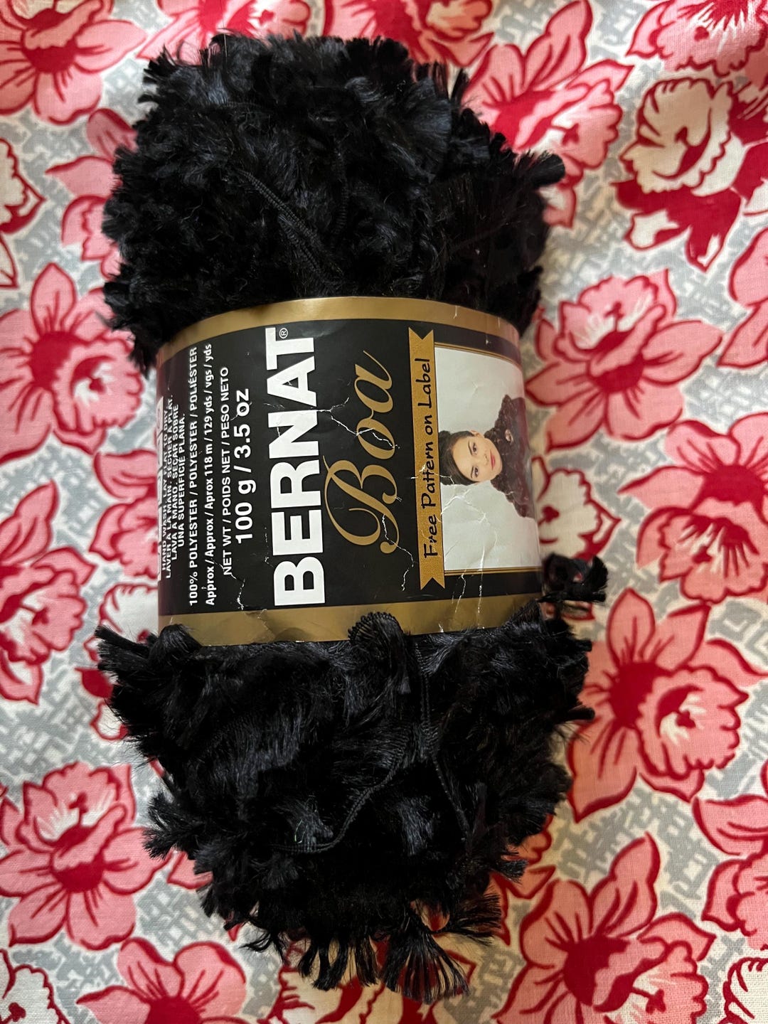 DESTASH - One Skein of Bernat Boa Yarn 100% Polyester Color Raven Black ...