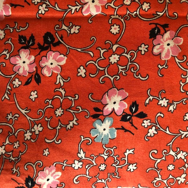 Orange Floral Fabric - Etsy