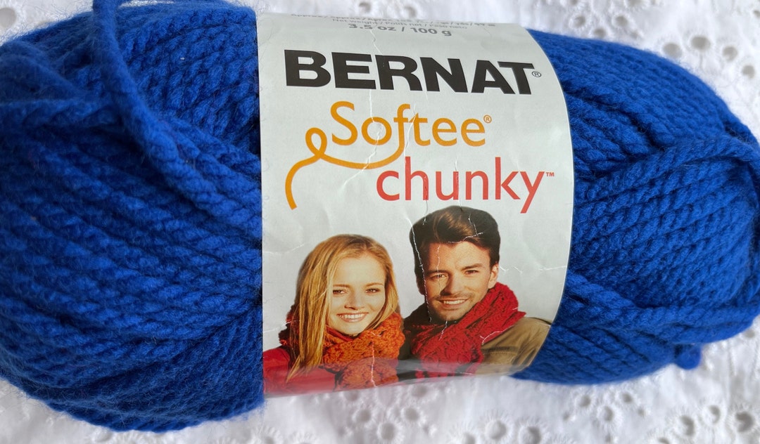 DESTASH Yarn One Skein of Bernat Softee Chunky Royal Blue 100% Acrylic ...