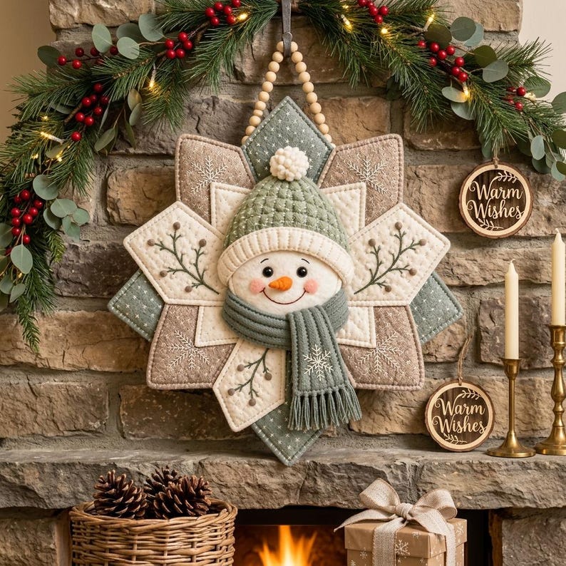 Snowman Door Hanger Sewing Pattern PDF, Quilted Christmas Door Decor ...