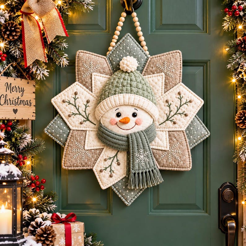 Snowman Door Hanger Sewing Pattern PDF, Quilted Christmas Door Decor ...