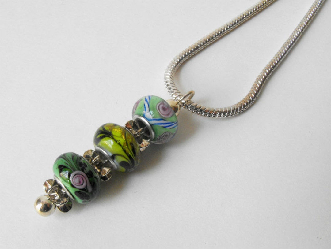 Lampwork Bead Necklace - Colorful Glass Bead Pendant Necklace by ...