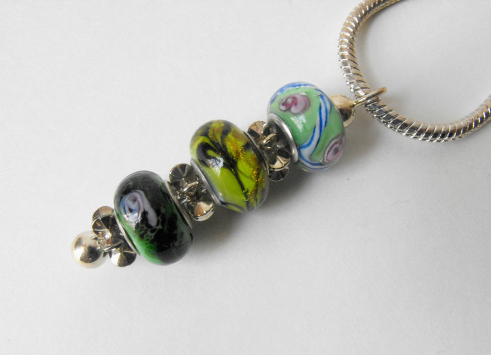 Lampwork Bead Necklace - Colorful Glass Bead Pendant Necklace by ...