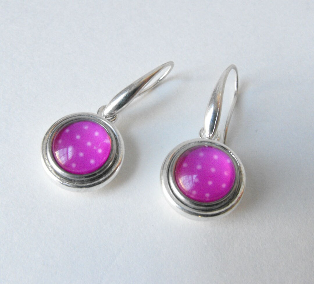 Small Drop Earrings ~ Glass and Metal Snap Earrings - Dangle Earrings ...