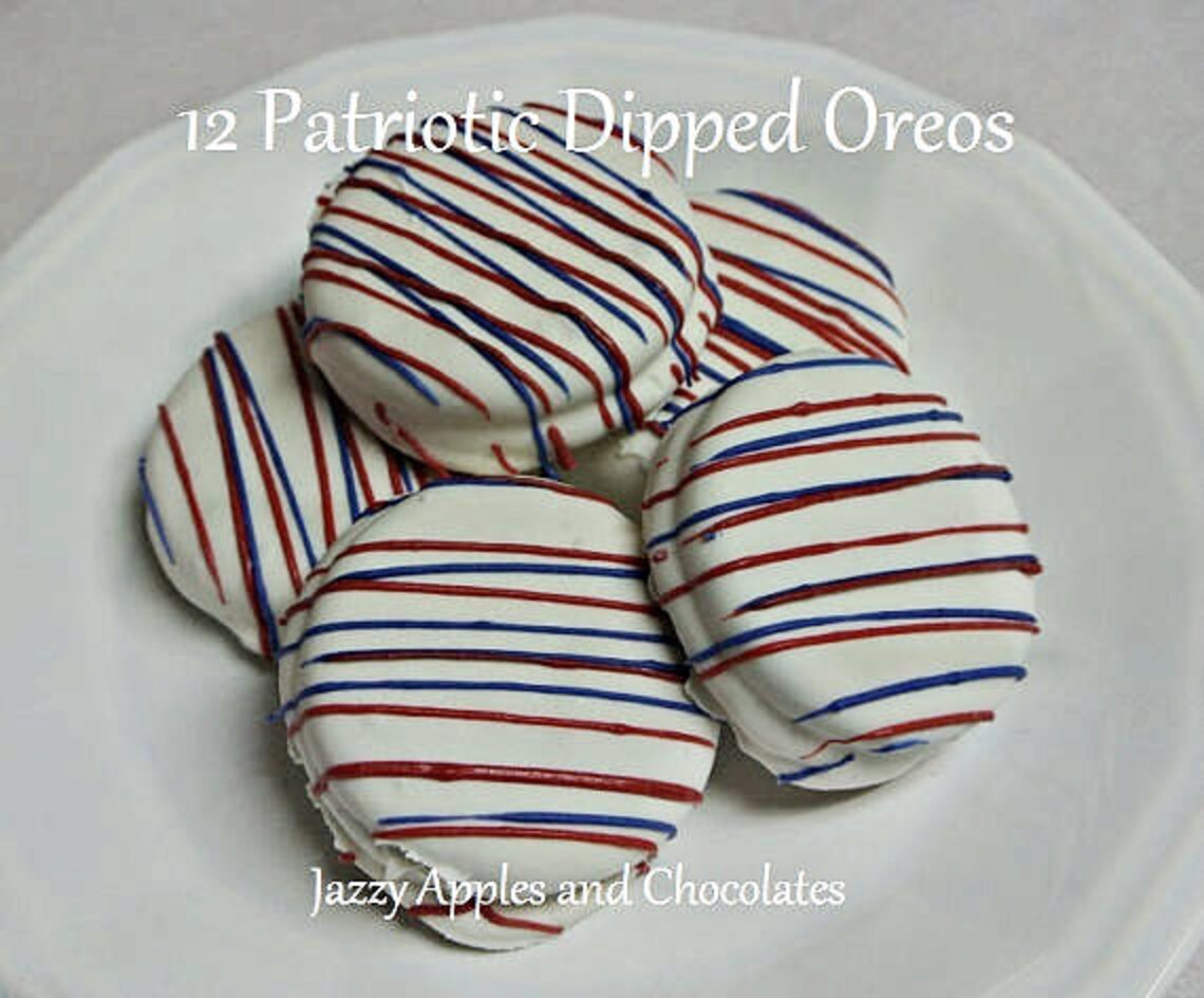 12 Dipped Oreos, Patriotic, Red, White, and Blue - Etsy