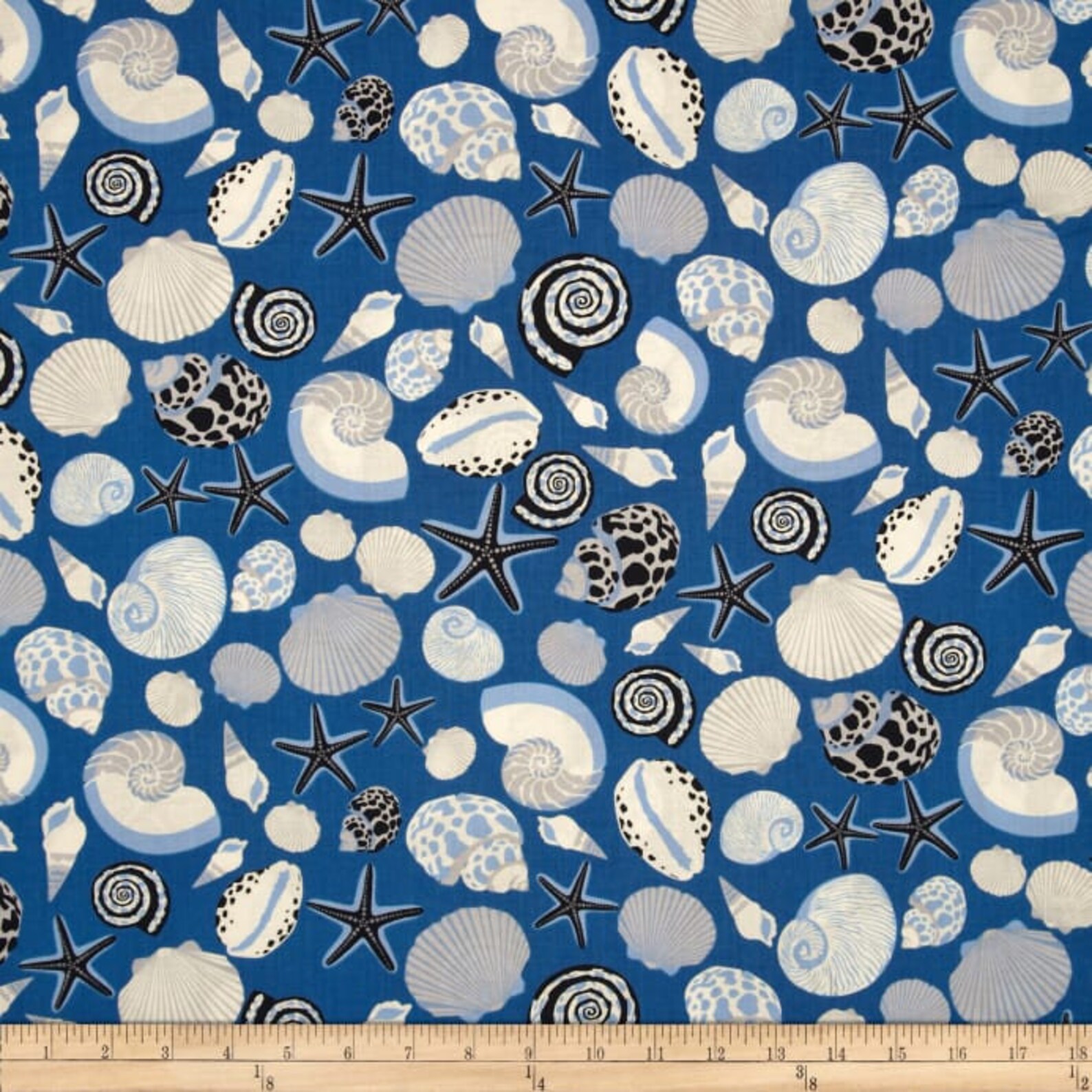 KANVAS by Benartex Fabric SEASHELLS on Ultramarine Blue - Etsy