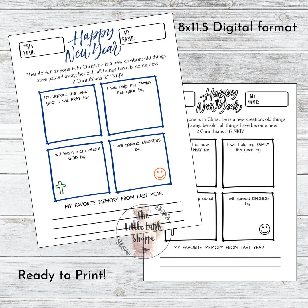 New Years Sunday School Activity, New Years Bible Verse Activity, New ...