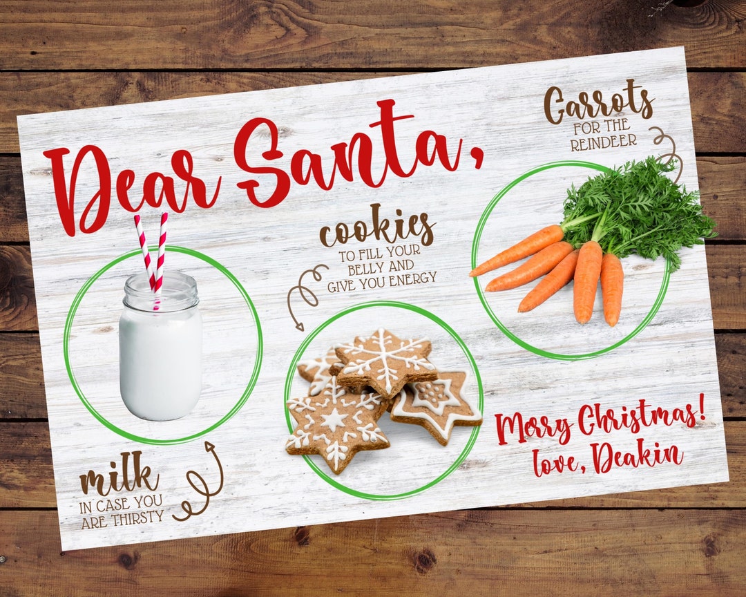 Cookies for Santa Placement - Dear Santa Placemat - Milk & Cookies for ...
