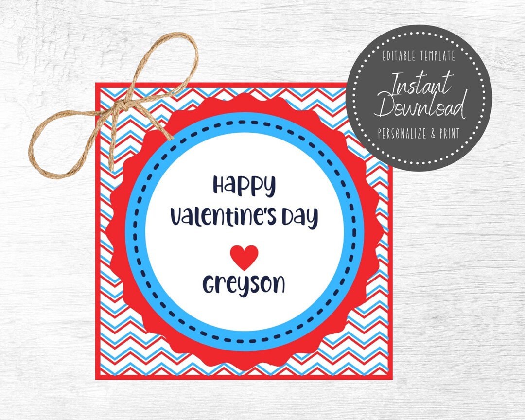 Personalized Valentine Tag Preschool Valentine Class Valentine ...