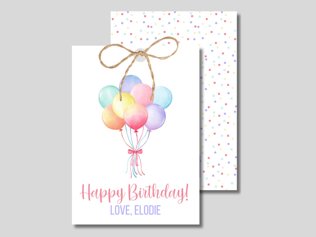 Happy Birthday Gift Tags - Birthday Balloons Gift Tag - Children's Gift ...