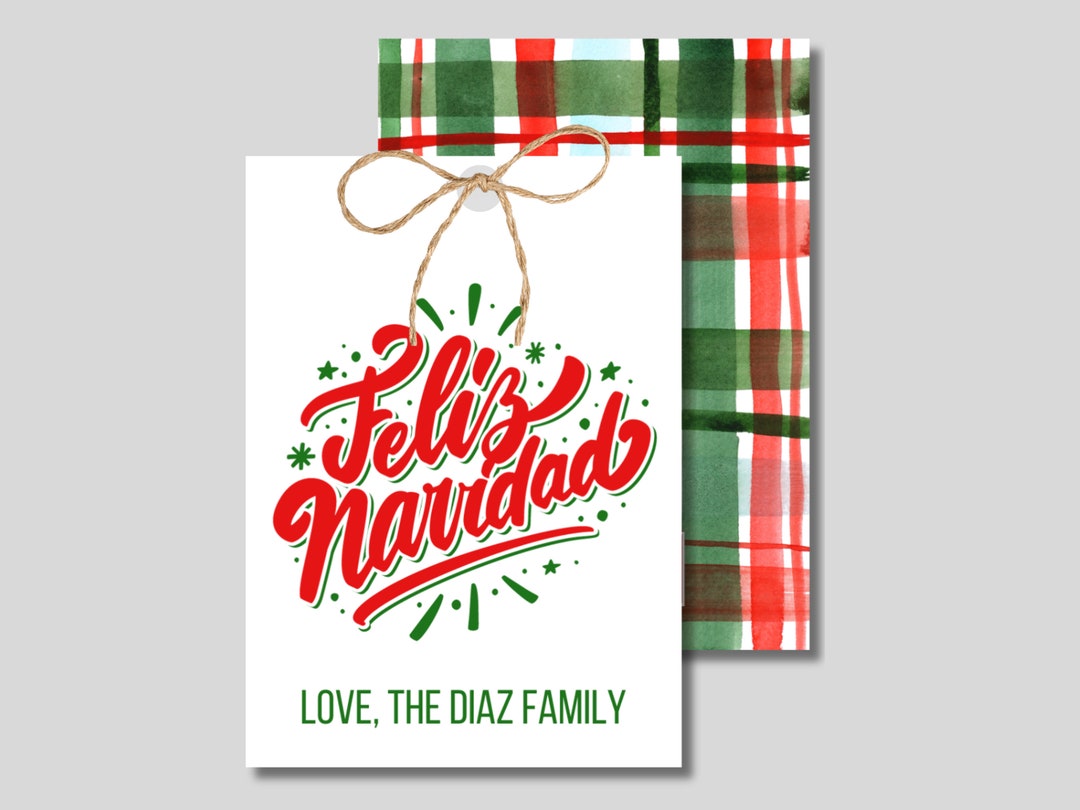 Feliz Navidad Gift Tags - Feliz Natal Gift Tags - Red and Green Feliz ...