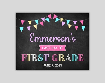 Girls Last Day of School Sign, Printable Girls Last Day of School Sign ...