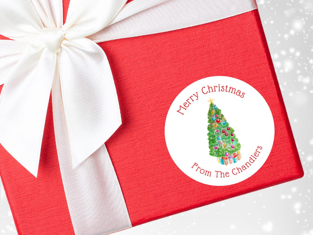 Personalized Gift Stickers - Round Merry Christmas Gift Stickers ...