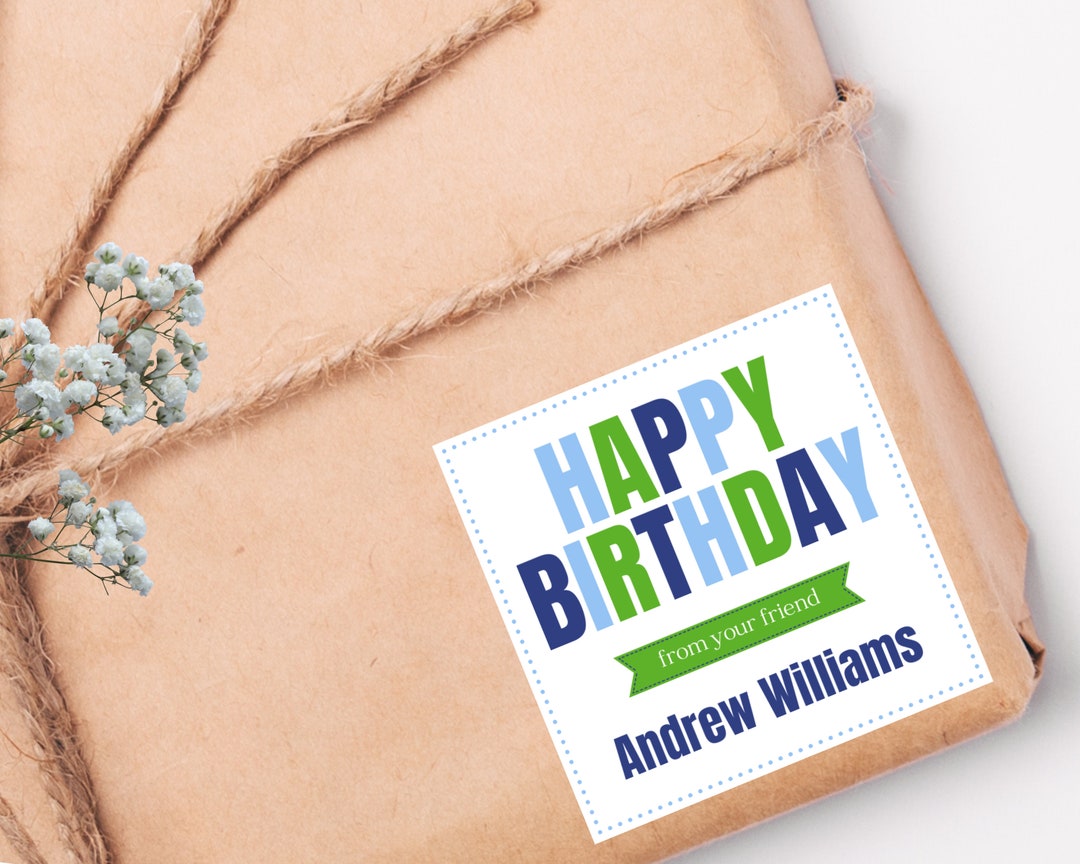 Personalized Gift Stickers Happy Birthday Stickers Birthday Party Gift ...