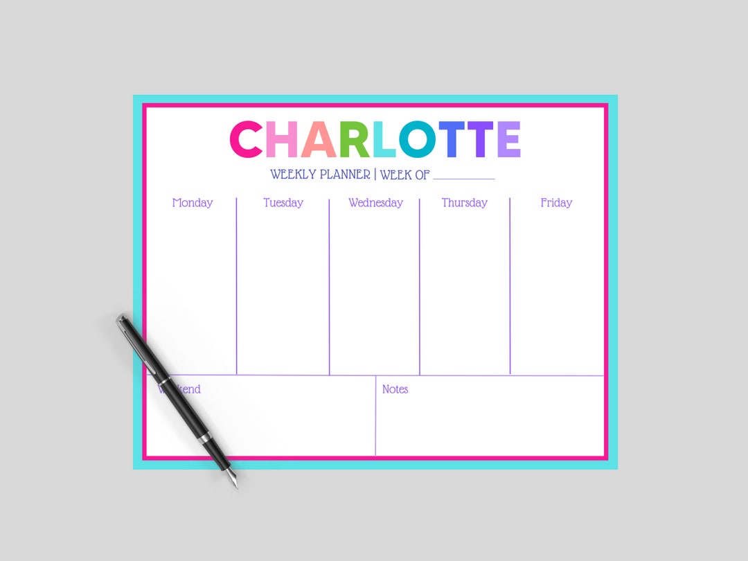Personalized Weekly Notepad Planner Colorful Weekly Desk Pad Planner ...