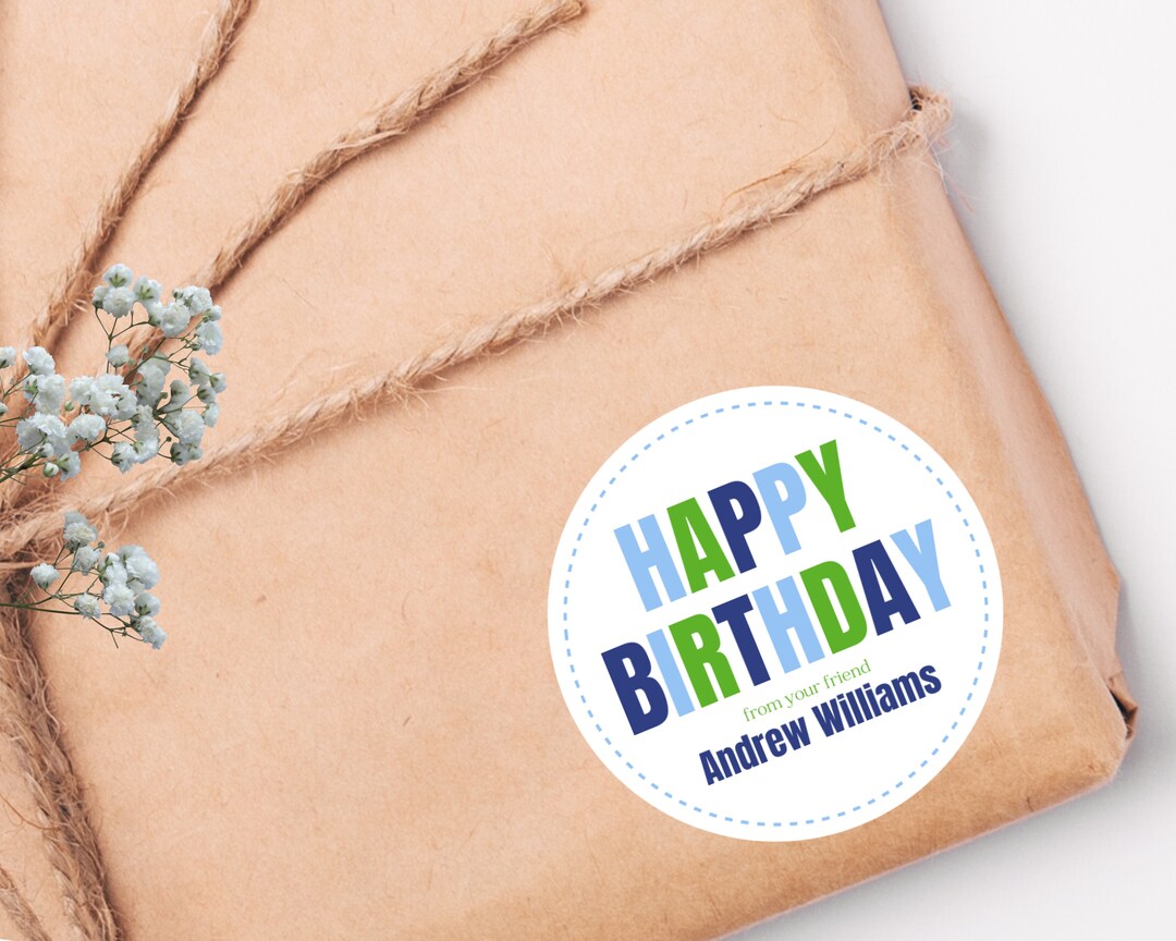 Personalized Gift Stickers Round Gift Stickers Happy Birthday Stickers ...