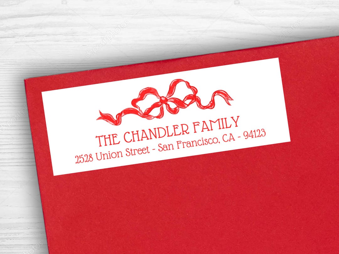 Personalized Return Address Labels - Red Bow Address Labels - Christmas ...