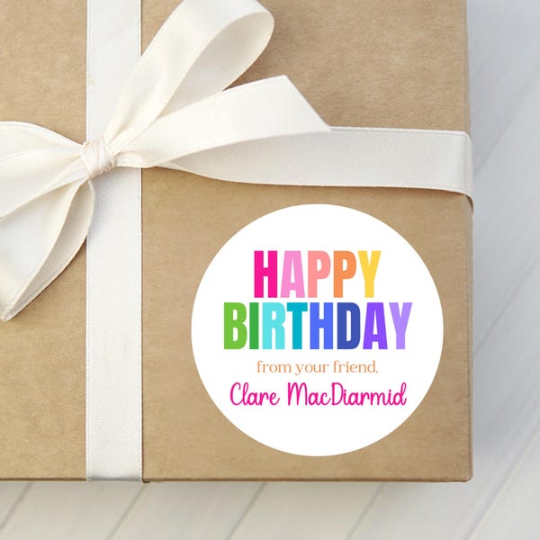 Happy Birthday Name Sticker - Etsy