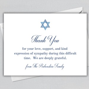 Traditional Sympathy Acknowledgement Card - Jewish Funeral ...