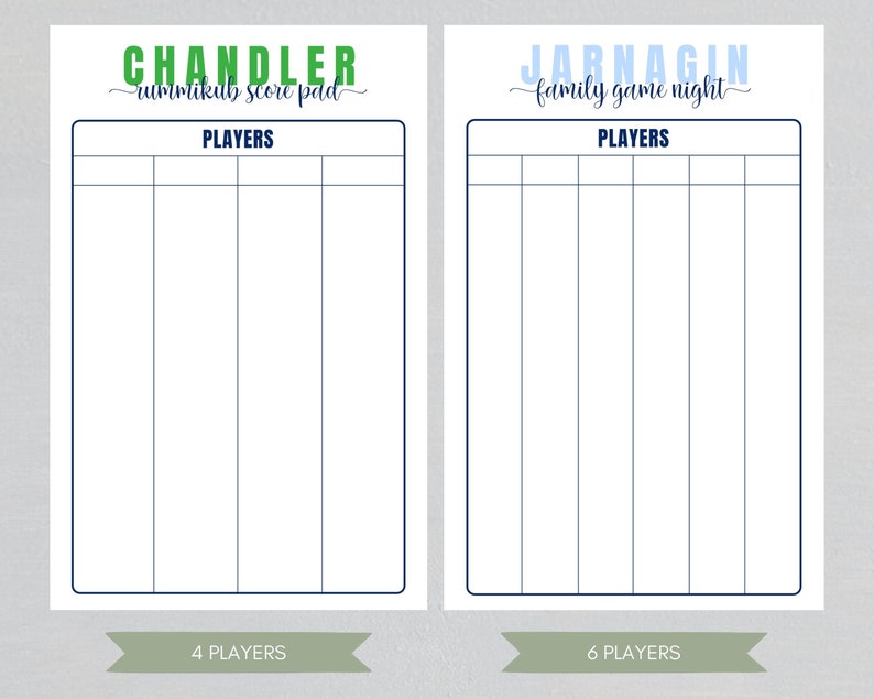 Family Game Night Score Pad Personalized Family Game Night Score Pad ...