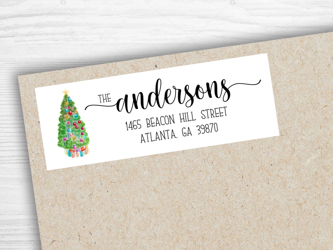 Personalized Christmas Return Address Labels - Christmas Tree Address ...