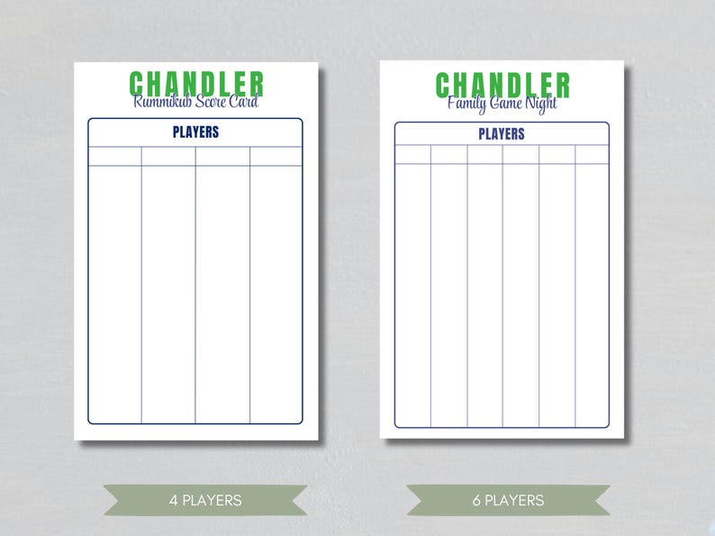 Personalized Family Game Night Score Pad - 100 Sheet Scorepad - 4 or 6 ...