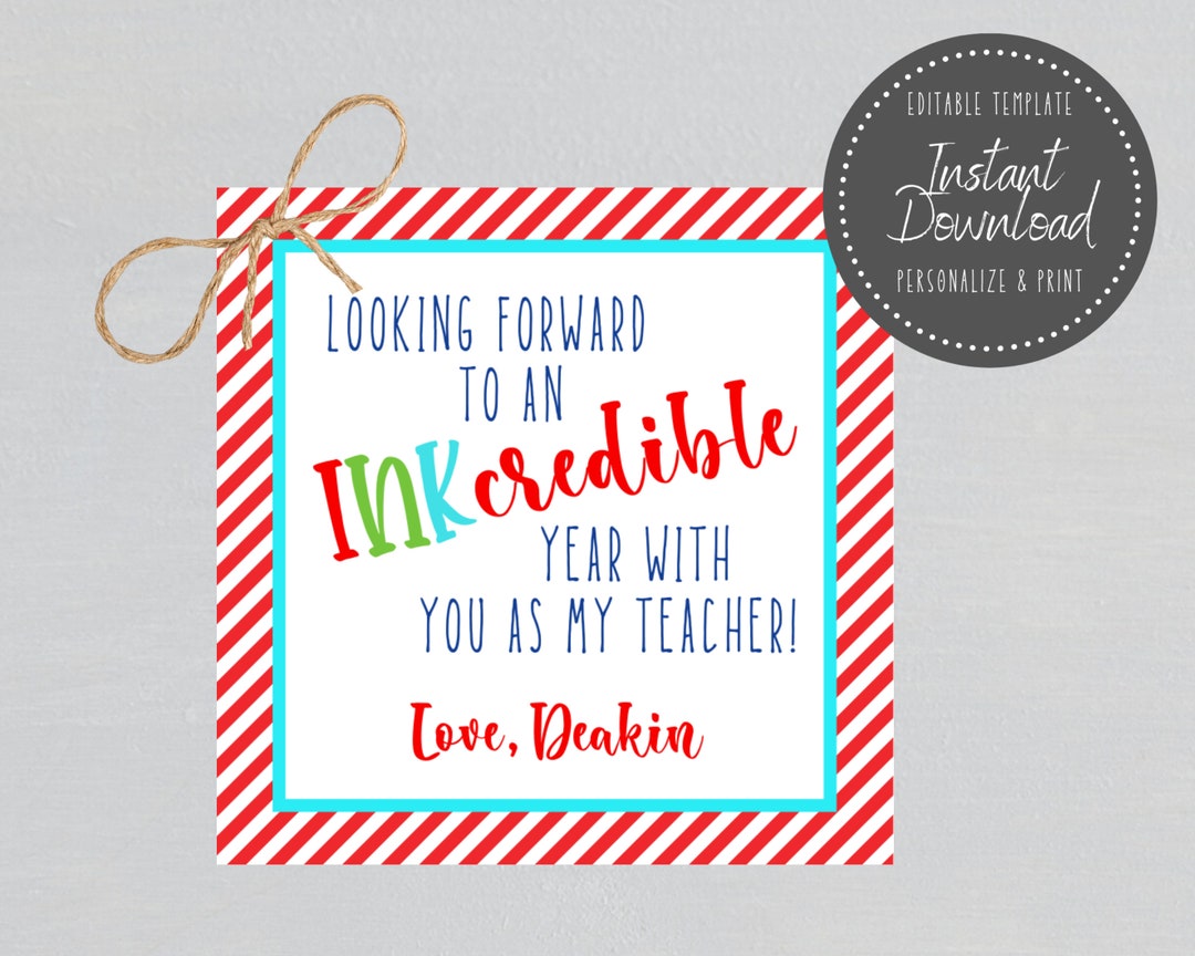Inkcredible School Year Gift Tag First Day of School Gift Tag Flair ...