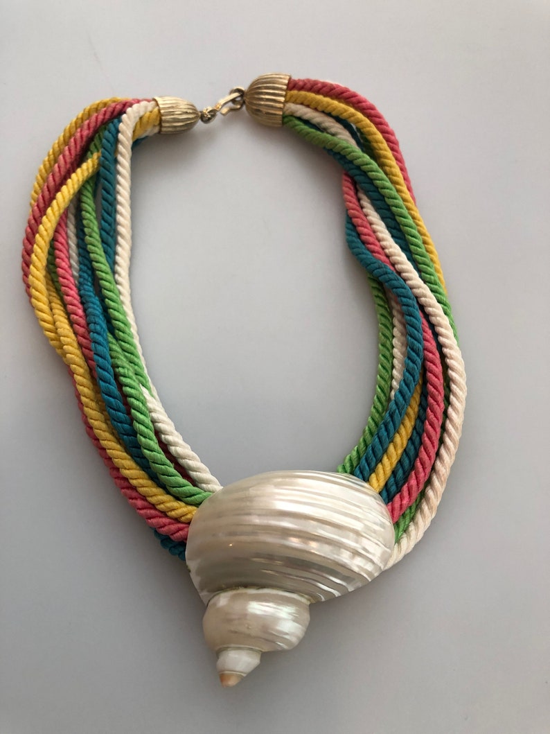 Gorgeous Huge SHELL NECKLACE With Multi-color Soft TWISTED | Etsy