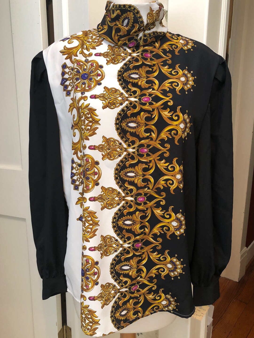 Fabulous 1980s Vintage BAROQUE Print Blouse by JORDAN Never Worn With ...