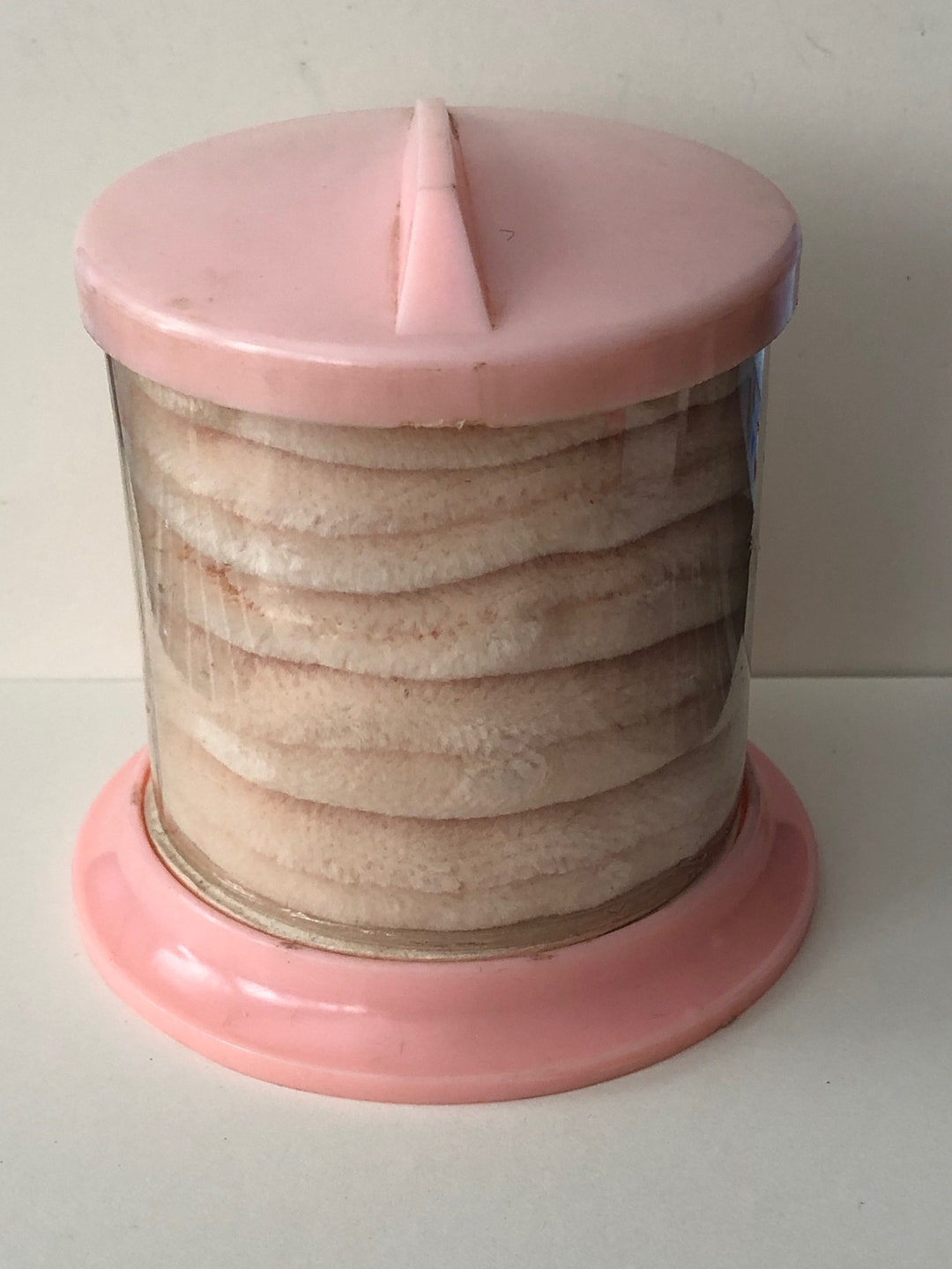 1950s Vintage PINK Hard Plastic Container With Five 5 POWDER PUFFS New ...