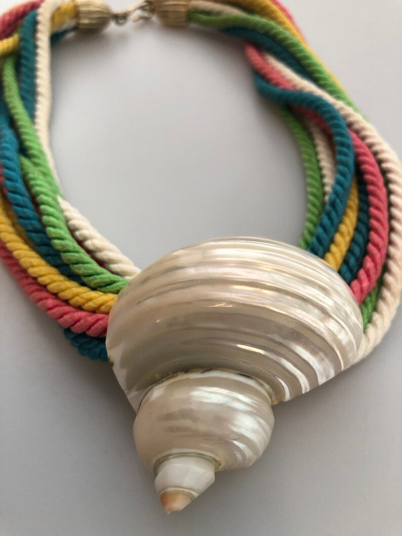 Gorgeous Huge SHELL NECKLACE With Multi-color Soft TWISTED | Etsy