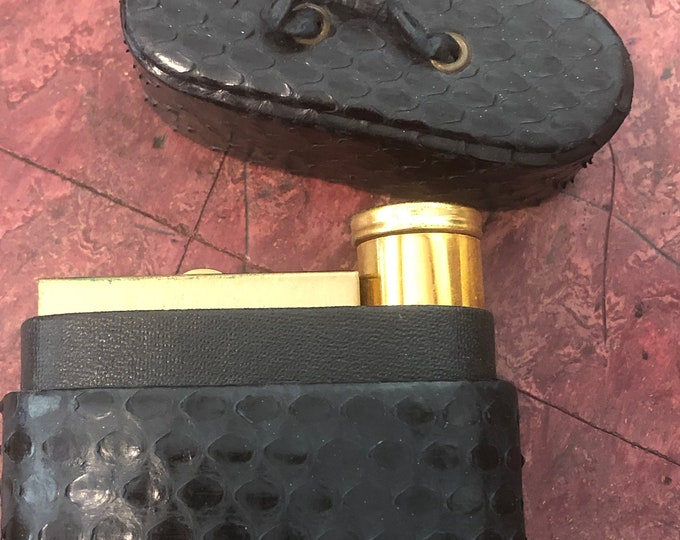 1950s Vintage SNAKESKIN Case W/powder Compact & Lipstick Tube Old STORE ...