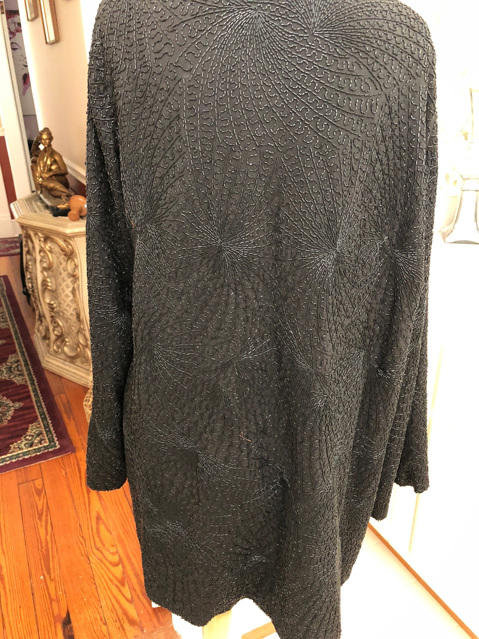 1920s Vintage BLACK BEADED JACKET Fabulous Beadwork Art Deco Beaded ...