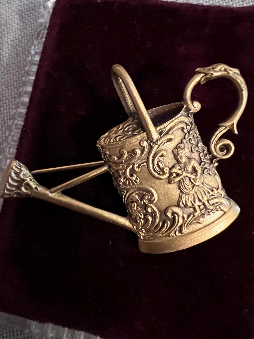 Vintage WATERING CAN Brooch Adorable FIGURAL Pin Signed P & E Someone ...