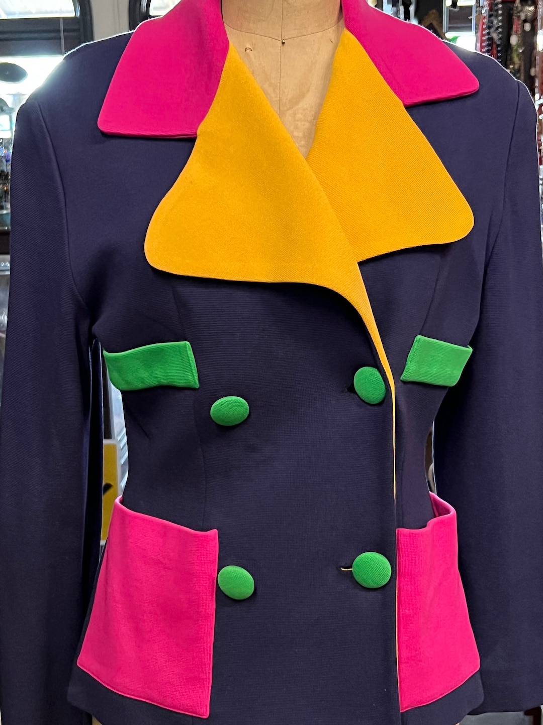 1980s Vintage ANN TAYLOR Color Blocked Jacket Color Blocked BLAZER Size ...