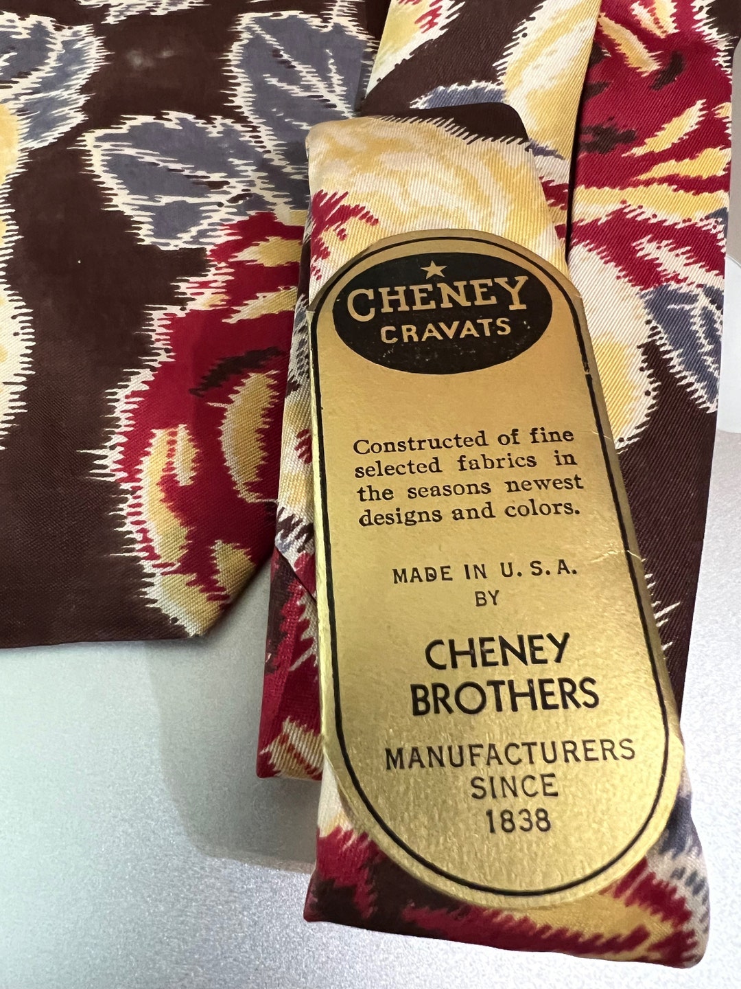 1940s Vintage SILK TIE by CHENEY Cravats Deadstock With Paper Sleeve ...