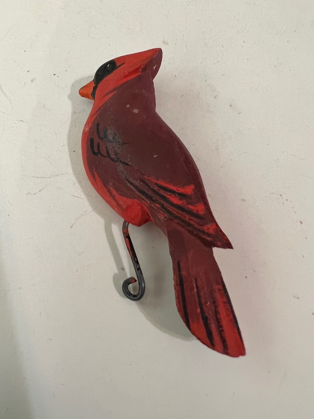 Vintage Hand Carved RED CARDINAL Brooch Hand Painted Bird Pin Wooden ...