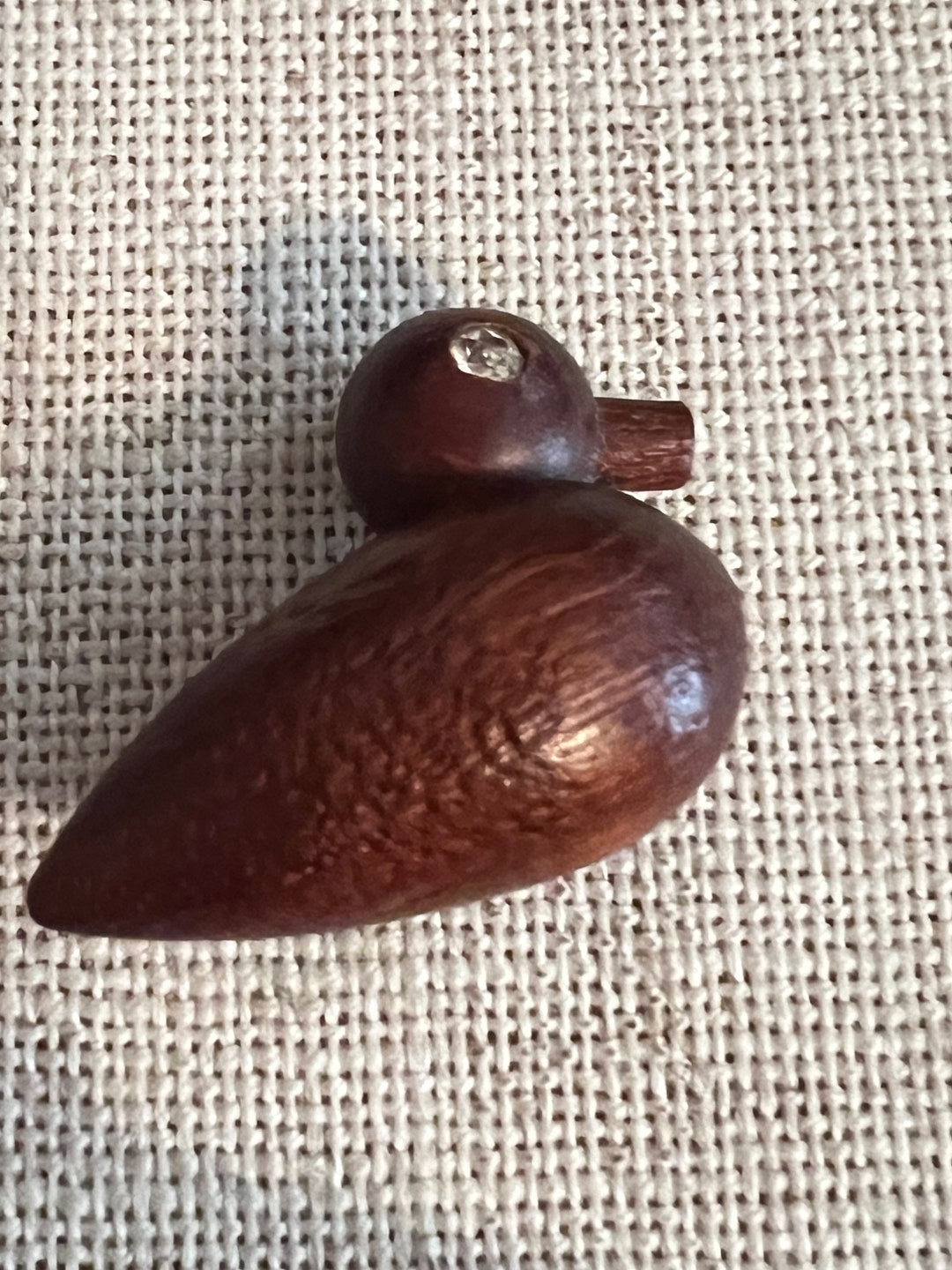 40s/50s Vintage WOODEN DUCK PIN Rhinestone Eye so Darn Cute Very Small ...