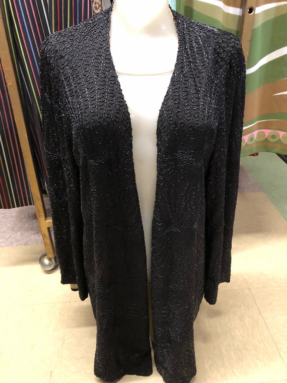 1920s Vintage BLACK BEADED JACKET Fabulous Beadwork A… - Gem
