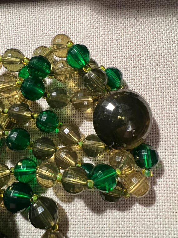 1960s Vintage Faceted LUCITE Triple Strand NECKLACE T… - Gem
