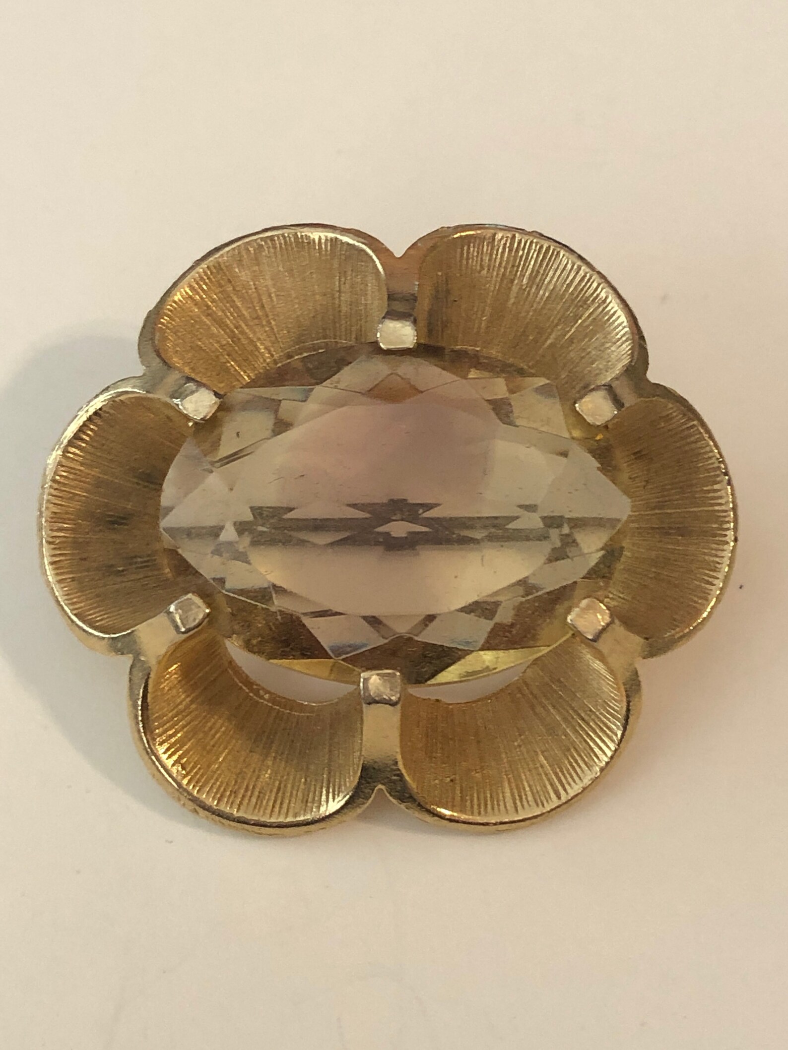 1960s Vintage TOPAZ BROOCH Big Light Topaz Faceted Glass Stone - Etsy