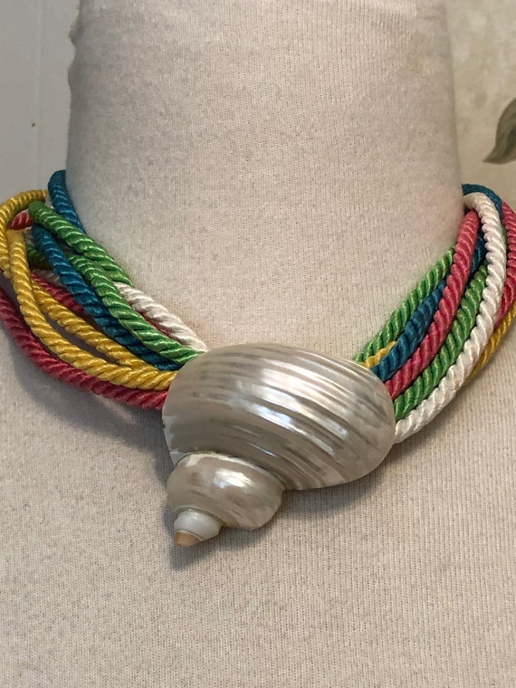 Gorgeous Huge SHELL NECKLACE with Multi-color Soft TWISTED | Etsy
