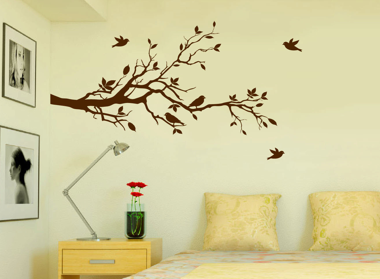 Tree Branch Wall Decal Love Birds Vinyl Sticker Nursery Leaves - Etsy