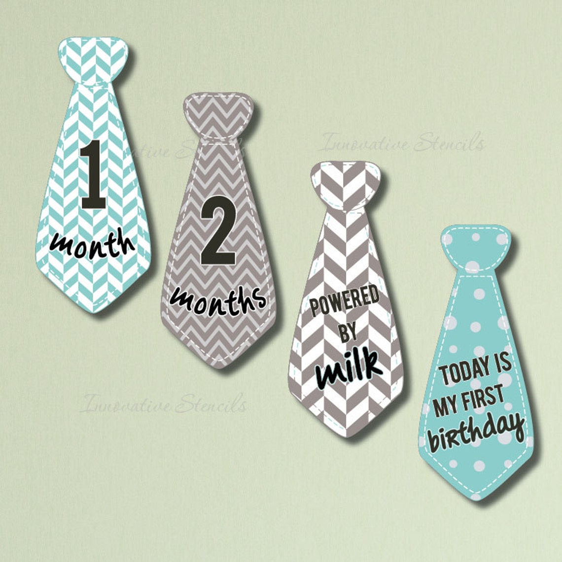 Baby Monthly Necktie Onesie Stickers Age Milestones for 12 | Etsy
