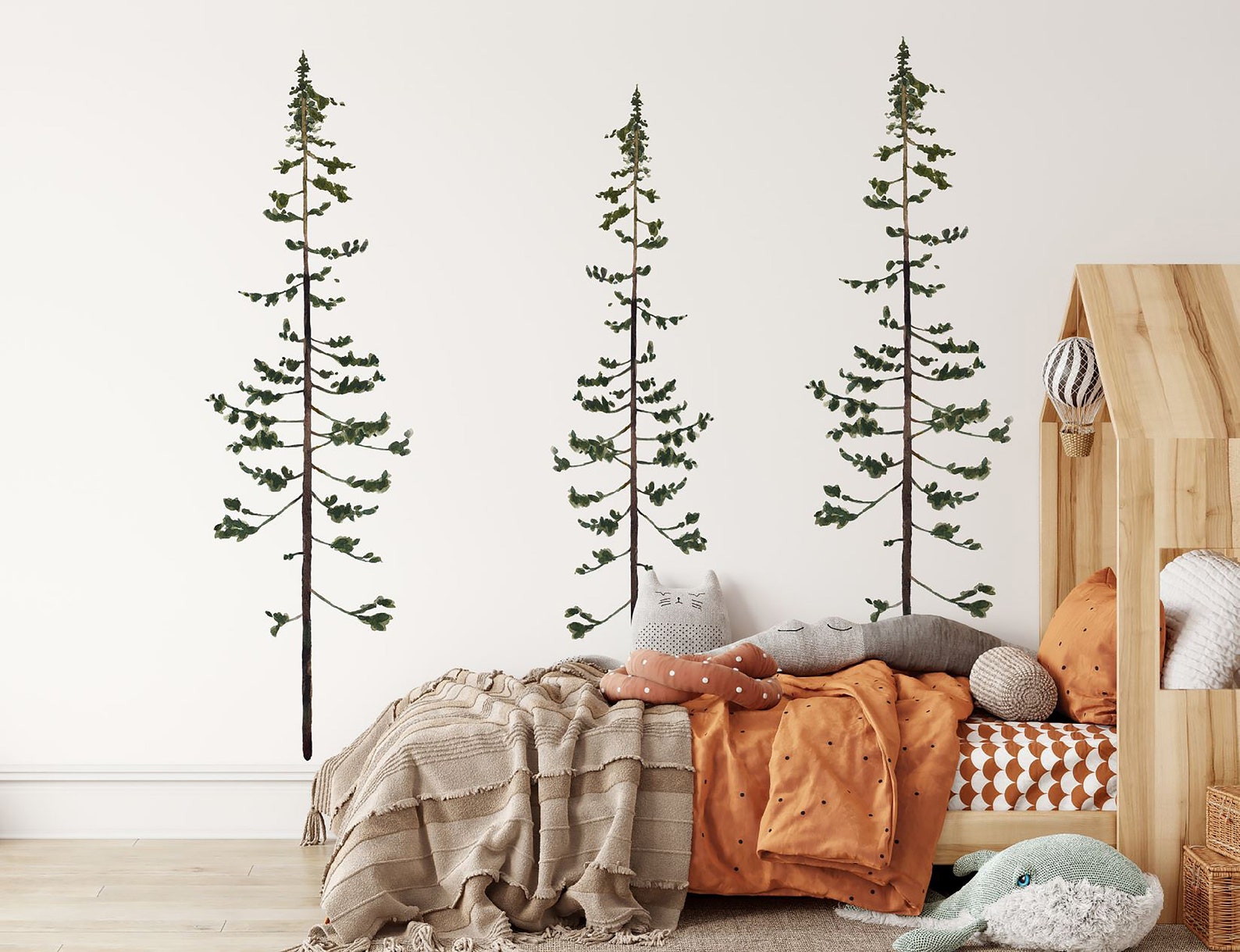 Watercolor Pine Tree Forest Decals Woodland Nursery Décor Stickers Set ...