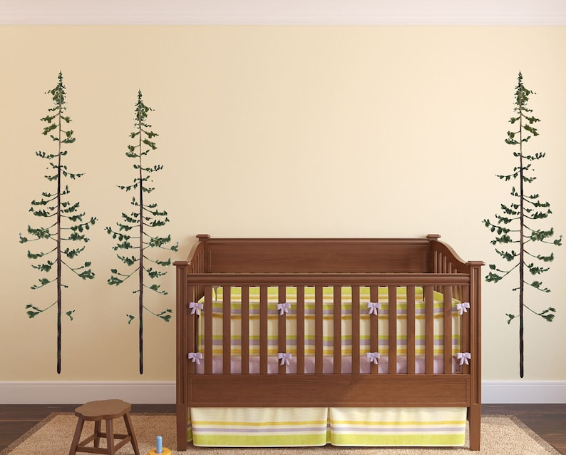 Watercolor Pine Tree Forest Decals Woodland Nursery Décor - Etsy
